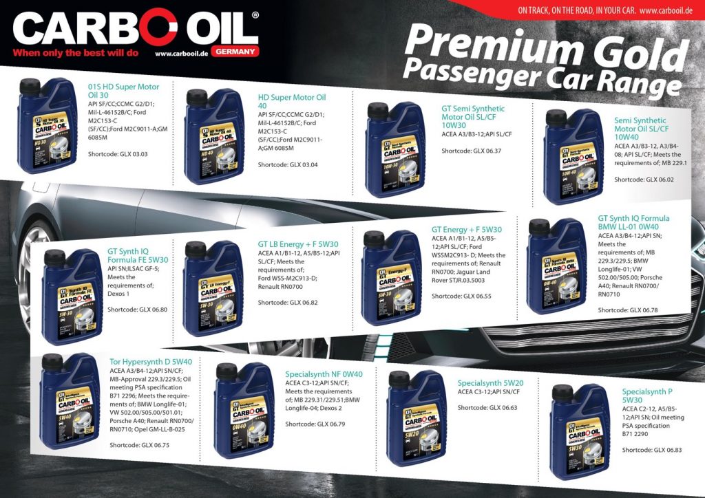 Cars Premium Gold Range - carbo oil